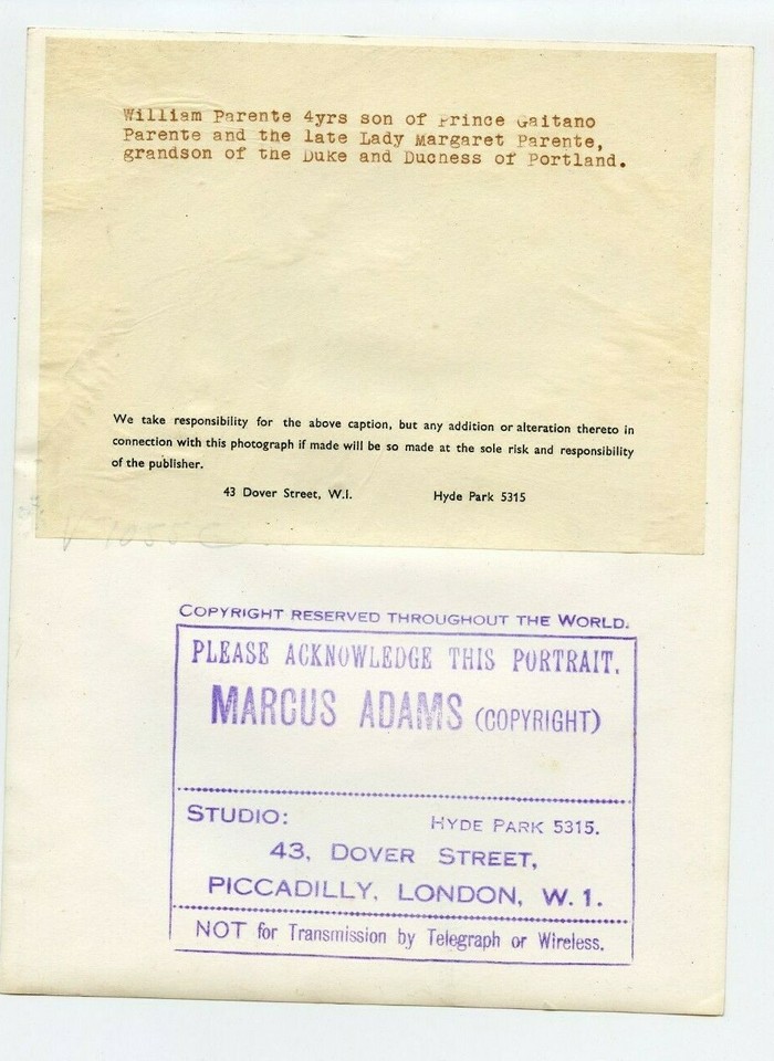 Vintage Photo by Marcus Adams William Henry Marcello Parente Son Prince ...