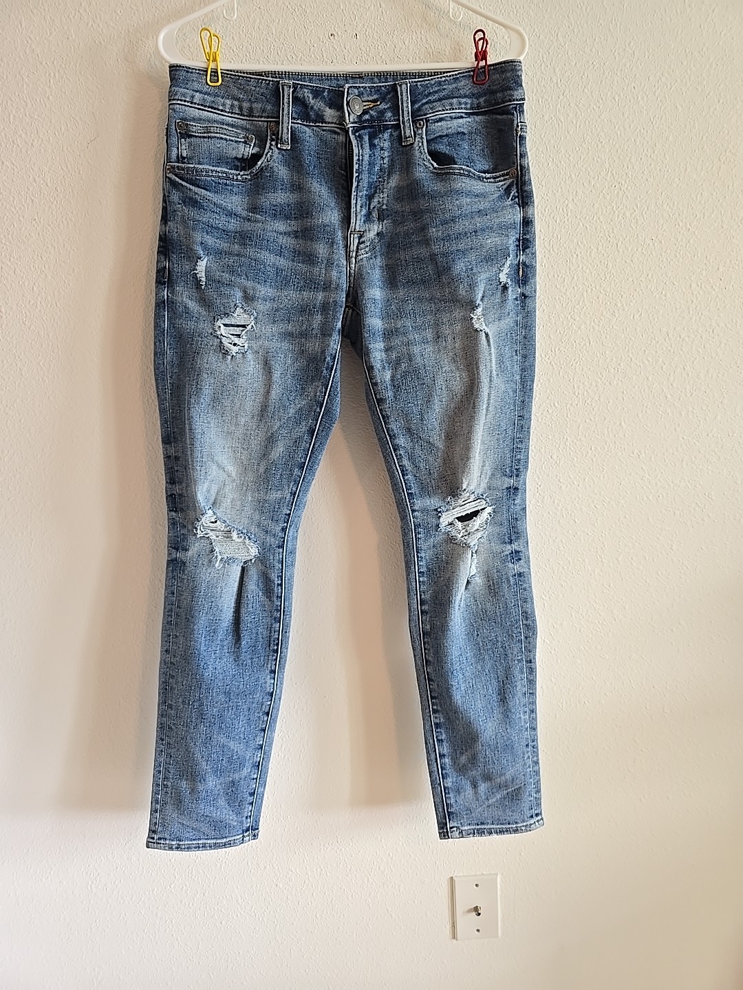 American Eagle Next Level Flex Men’s Blue Jeans Distressed Look 31x30 Skinny | eBay