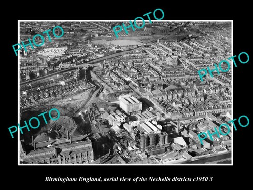 OLD 8x6 HISTORIC PHOTO BIRMINGHAM ENGLAND AERIAL VIEW OF NECHELLS c1950 ...