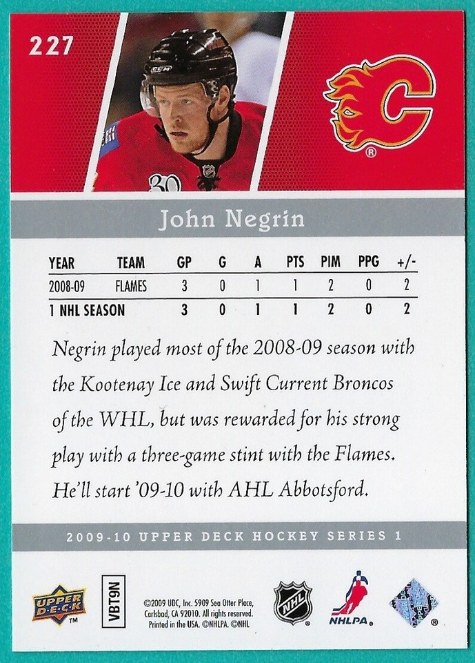 2009/10 Upper Deck Young Guns card# 227 of John Negrin | eBay