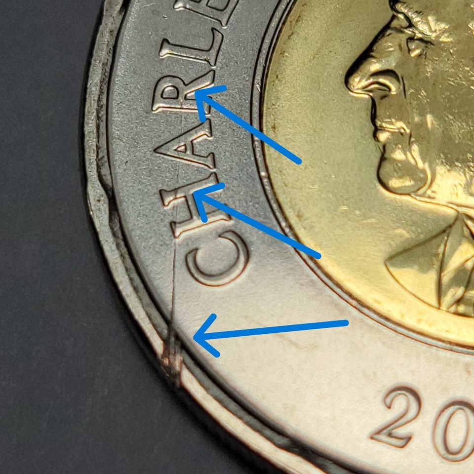 ERROR 2025 Mint Damage Across Obverse Two Dollar CHARLES III Toonie UNC ...