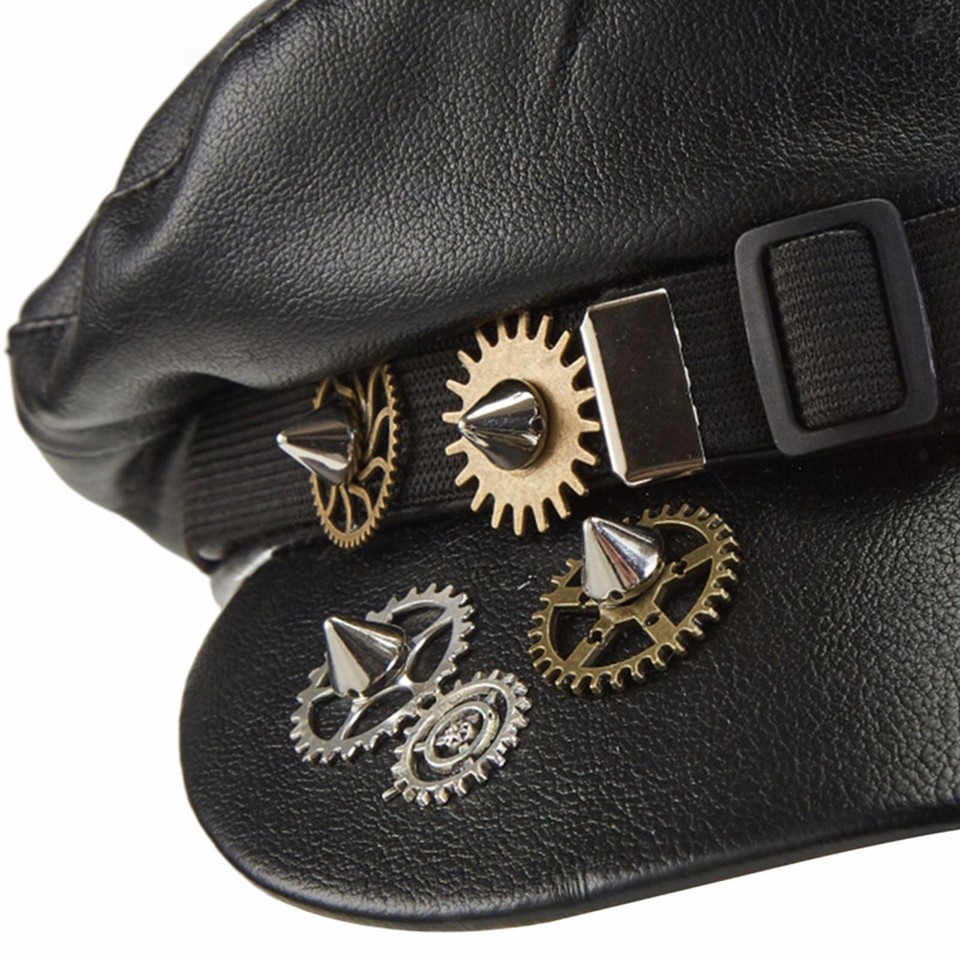 Steampunk Hat Headgear Rivet Peaked Cap Casual Vintage Style Men Women ...