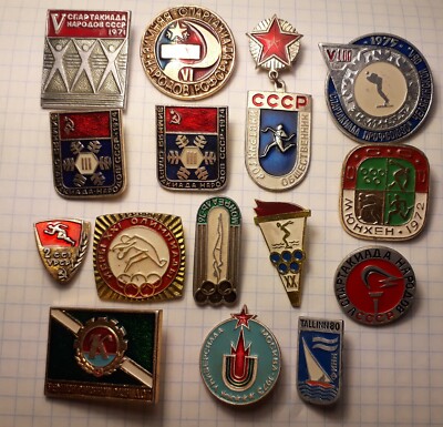 15 Vintage USSR Soviet Pin Badge sports festival Olympiad Universiade ...