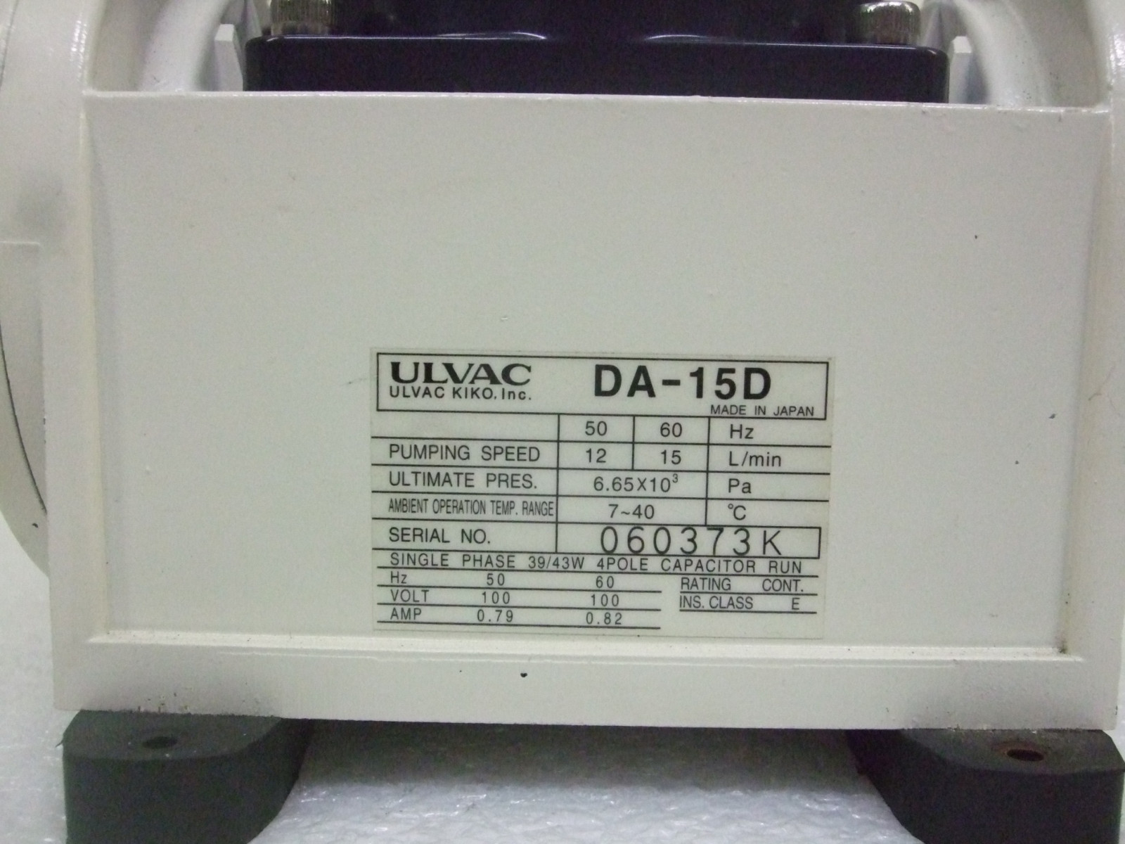 ULVAC DA-15D Diaphragm Dry Vacuum Pump 100VAC | eBay