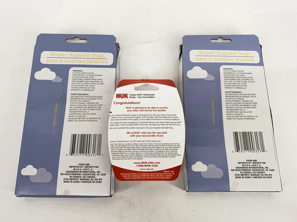 SEALED Nuk Orthodontic Pacifier 0-6m Ducks Green Blue + 150 Diaper ...