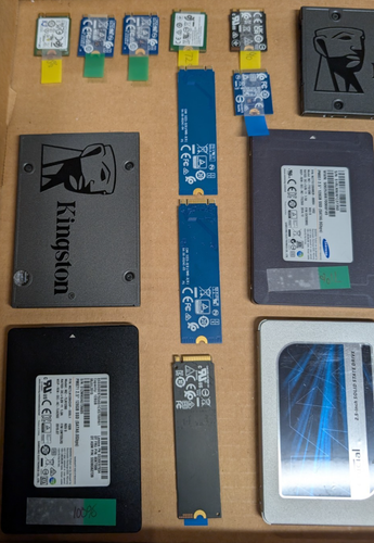 LOT of 19 - Various Model Brand Type SSD SATA / NVMe SSDs 128GB 256GB ...