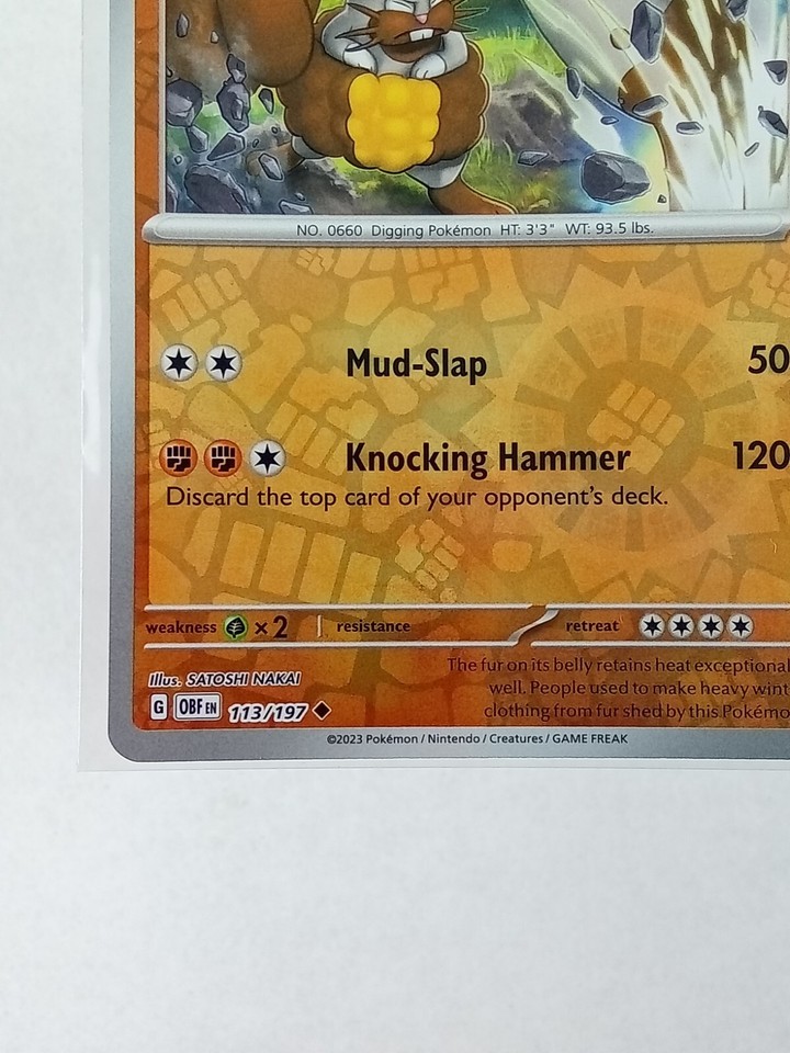 Diggersby 113/197 Obsidian Flames Reverse Holo Pokémon Card 2023 | eBay