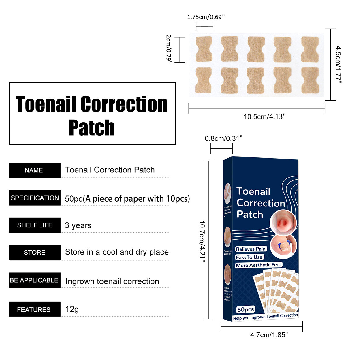 50 Pcs Ingrown Toenail Corrector Stickers Breathable Self-Adhesive ...