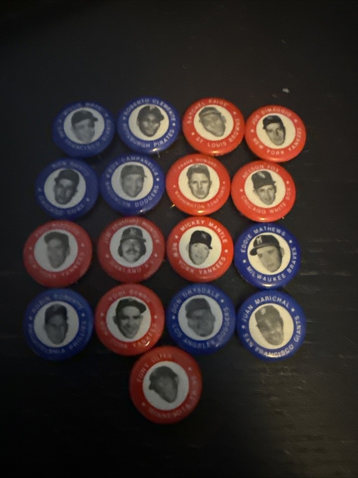 LOT of (17) 1969 MLBPA Pins Willie Mays Mickey Mantle Roberto Clemente ...