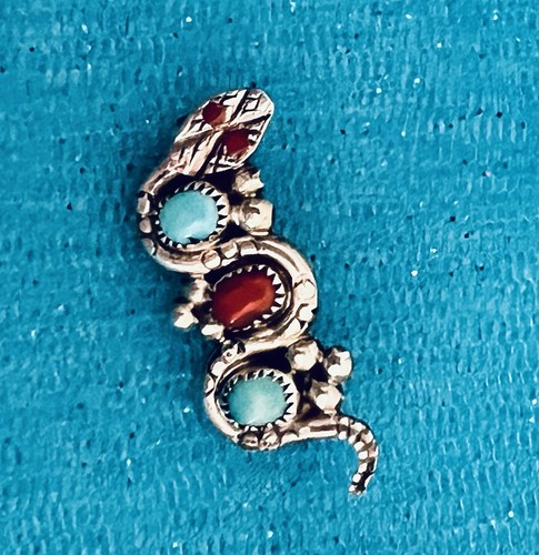 Vtg Zuni Snake Pendant/Pin Nieto Native American Turquoise Coral 18 ...