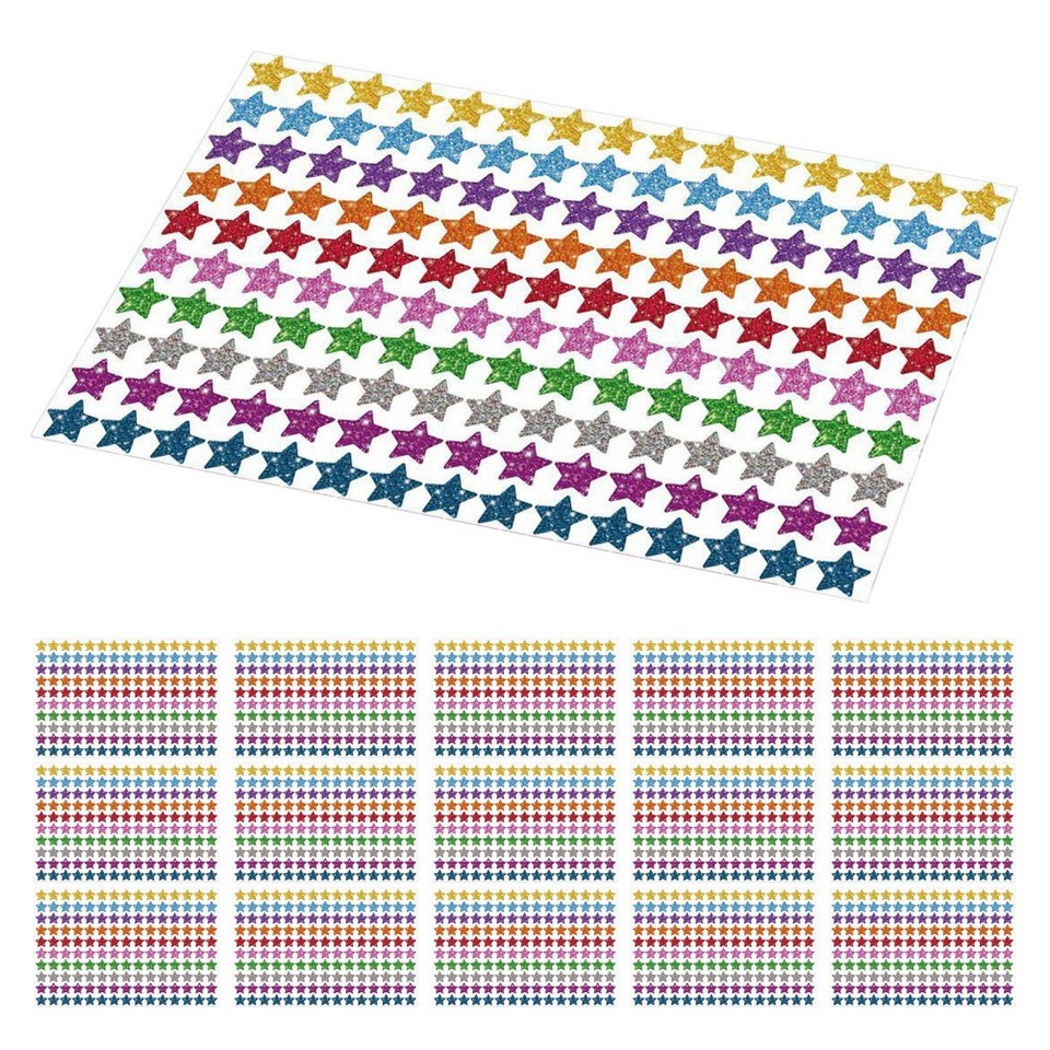 20 Pcs Glitter Pentagram Sticker Kids Reward Stickers Five-pointed Star ...