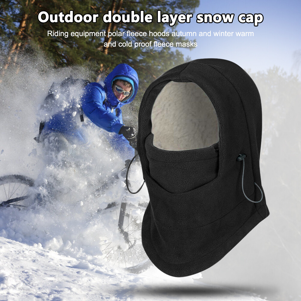 Winter Double-Layer Cycling Fleece Cap Windproof Face Warm Hood Hat ...