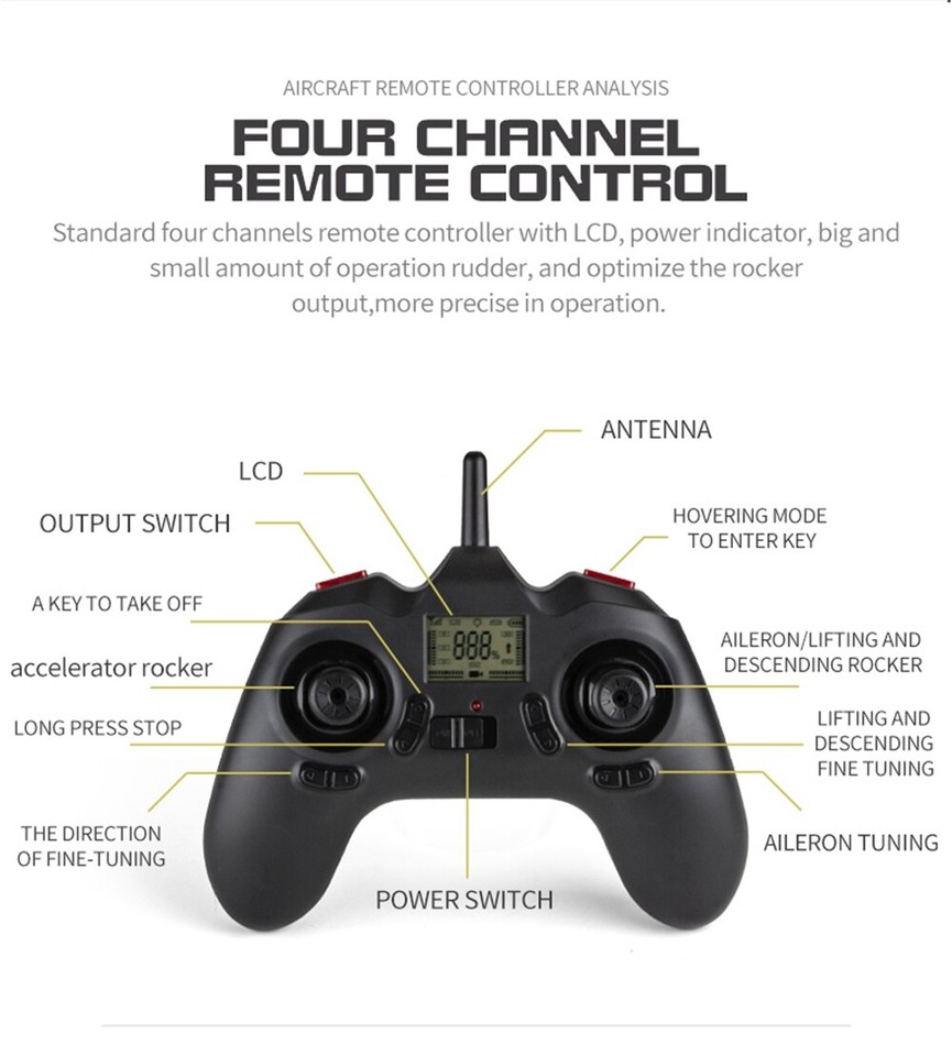 F03 RC Helicopter 4CH 2.4G Remote Control Helicopter 6-Axis Gyro ...