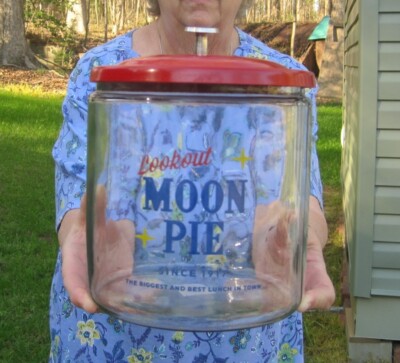 Vintage Style Lookout Moon Pie Jar Advertising Counter Snack Jar W ...
