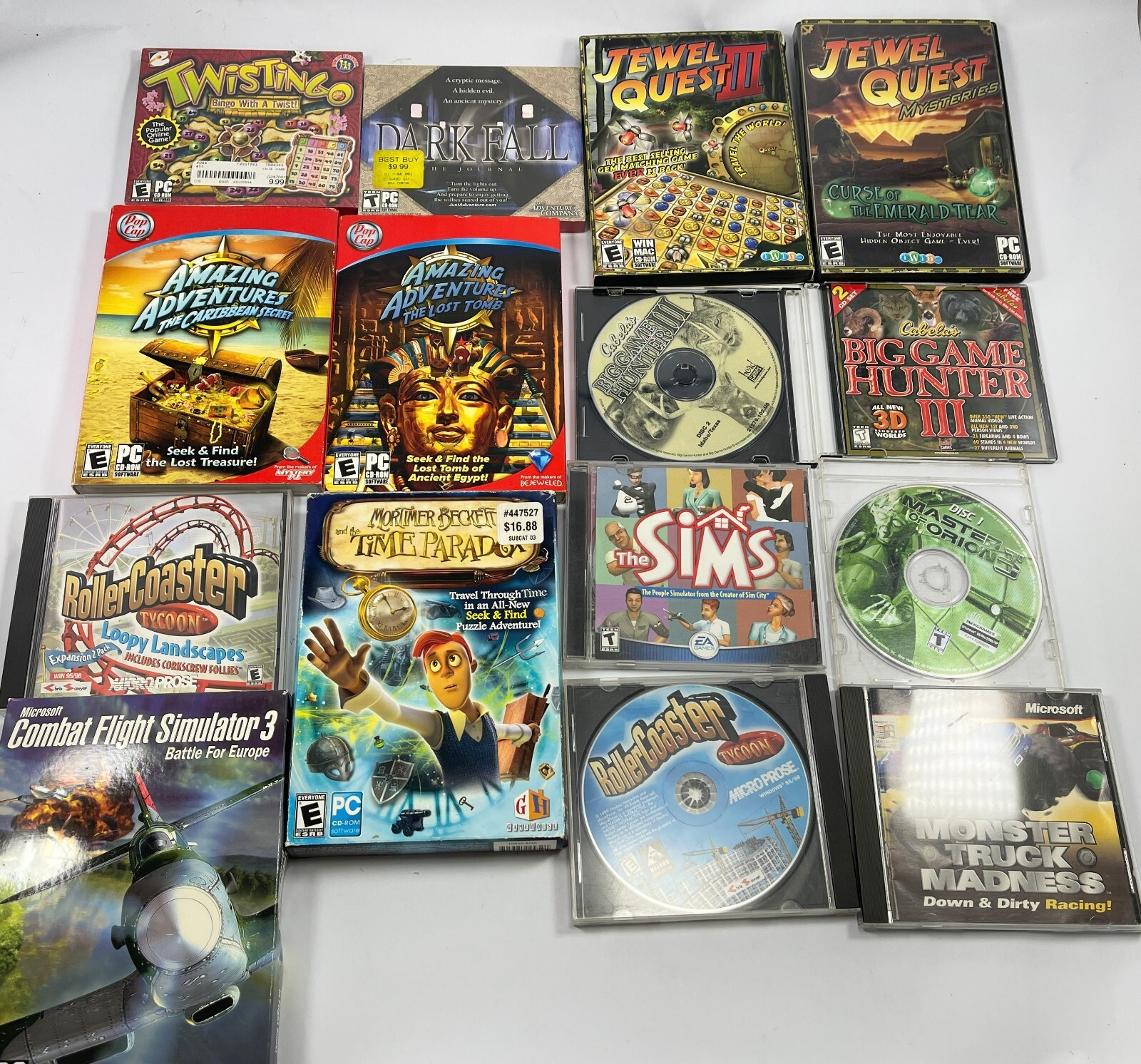 Lot of 14 PC Games CD-Rom Amazing Adventurs Jewel Quest Flight Sim Dark ...