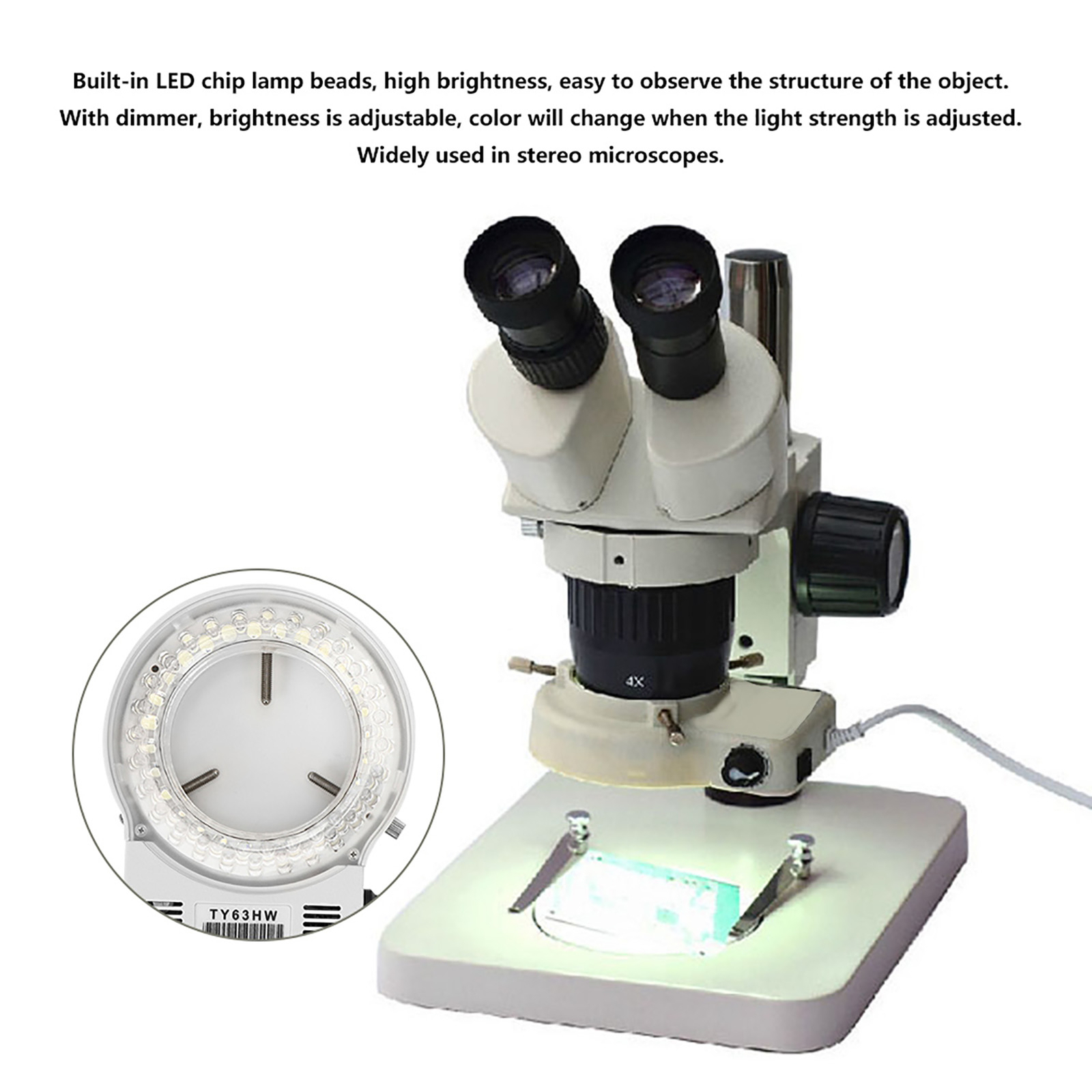 Microscope Camera Adjustable Dimmable LED Ring Light Source Lamp For ...
