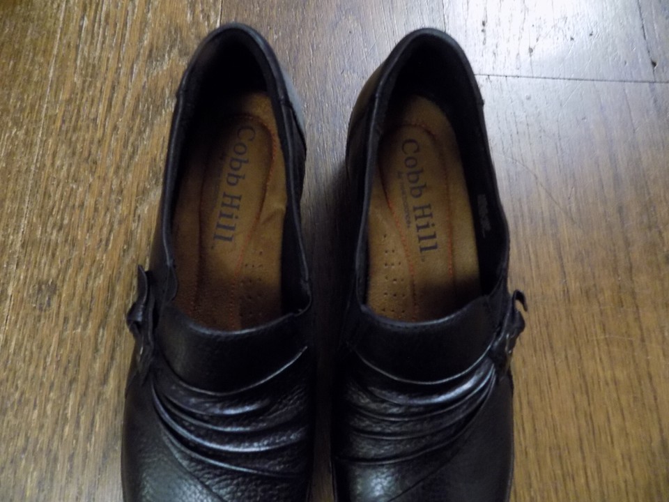 Cobb Hill New Balance Black Pleat Gathered Accents Wedge 2" heels ...