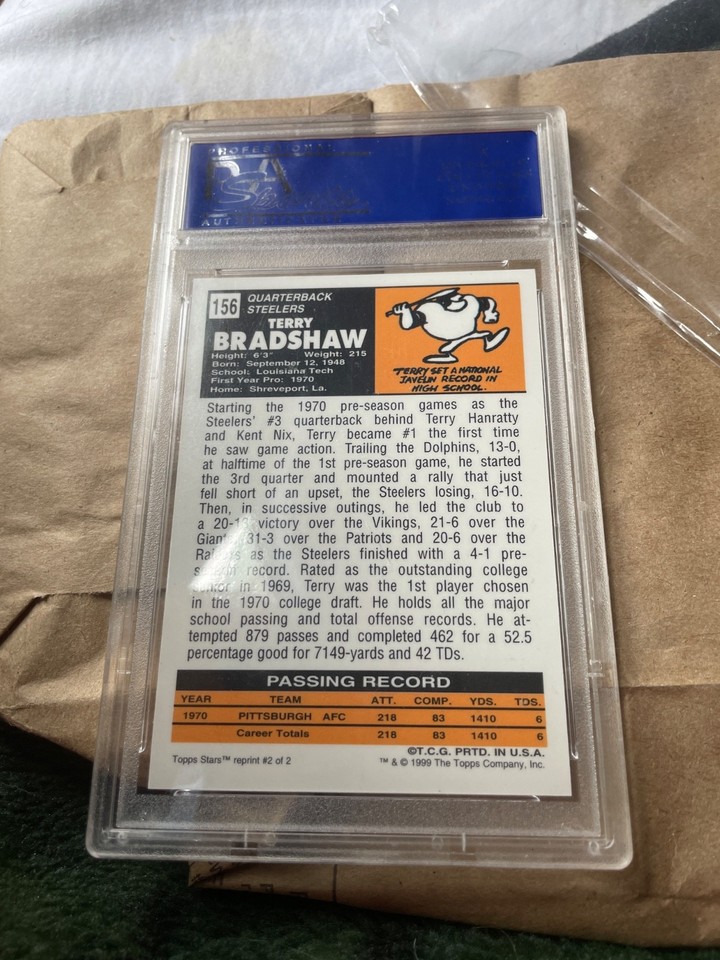 1999 topps stars terry bradshaw rookie reprint autograph🔥psa 10🔥 | eBay