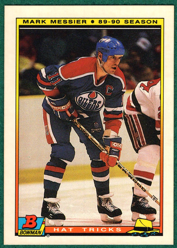 Mark Messier - 1990-91 Bowman Hat Tricks #4 - Edmonton Oilers Hockey ...