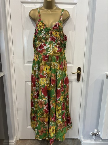 Rapp Long Floral Maxi Dress Sleeveless, Smocking/Shirring, Size L/XL 14 ...