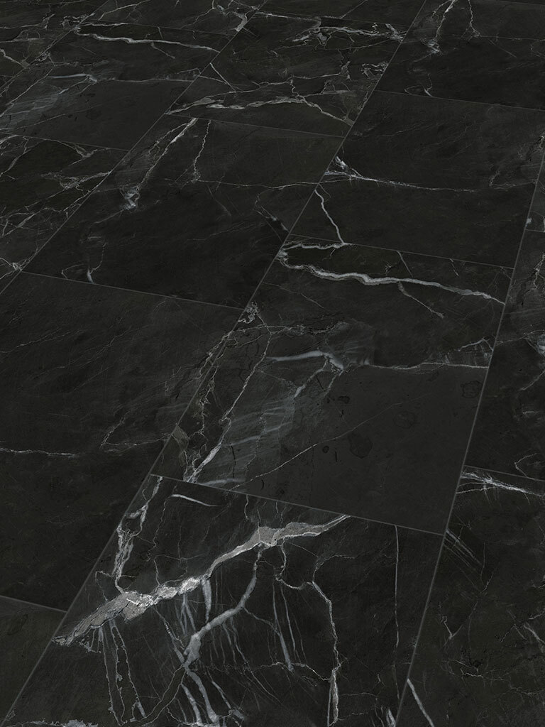 Click Vinyl Marmor schwarz hochglanz mit Trittschall Klickvinyl Fliese ...
