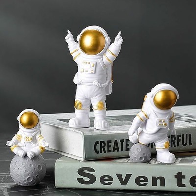3Pcs Spaceman Astronaut Figurine Figures Statue Desk Ornament ...