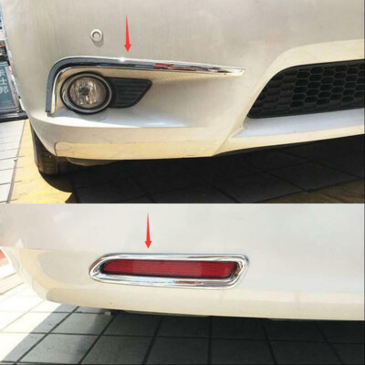 Chrome Front + Rear Fog Lamp Light Eyebrow Trim Fits 2011-2017 Toyota ...