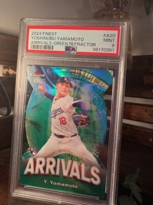 2024 Topps Finest Yoshinobu Yamamoto Arrivals Green Refractor PSA 9 /75 ...