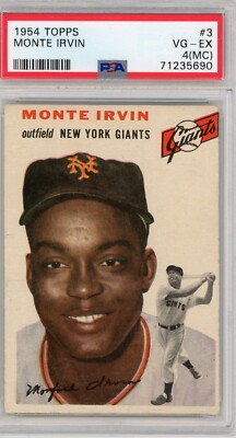 1954 Topps Monte Irvin #3 PSA 4 (MC) VG-EX New York Giants - Just back ...