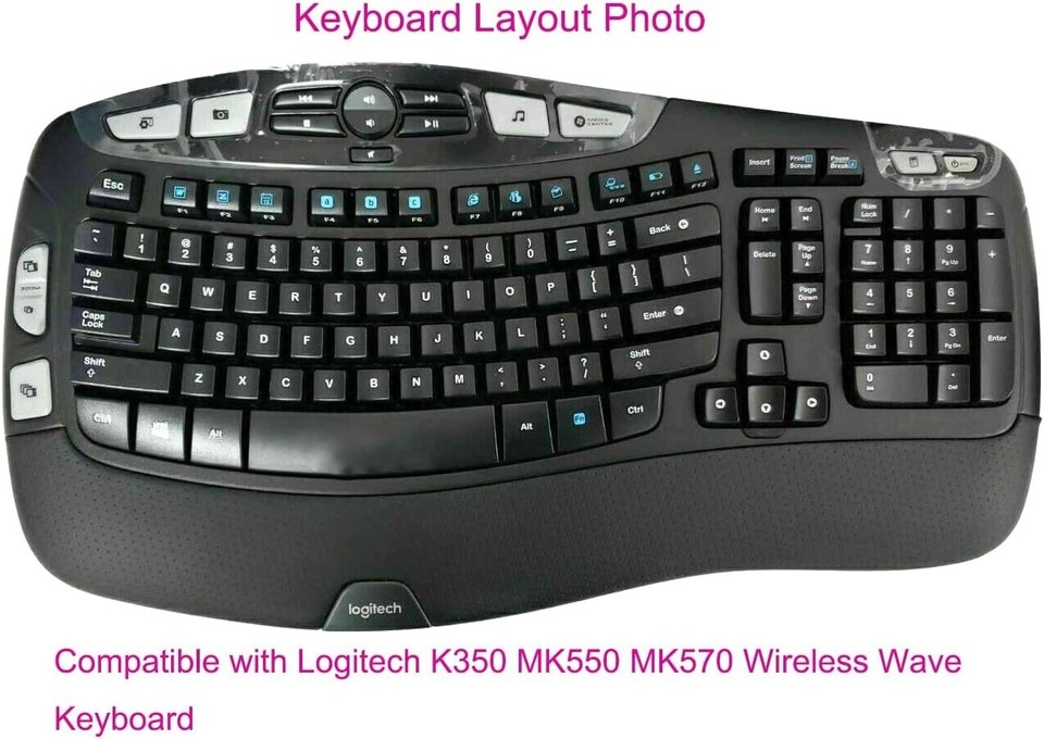 Keyboard Cover for Logitech K350 Wireless Wave Keyboard, Logitech MK570 ...