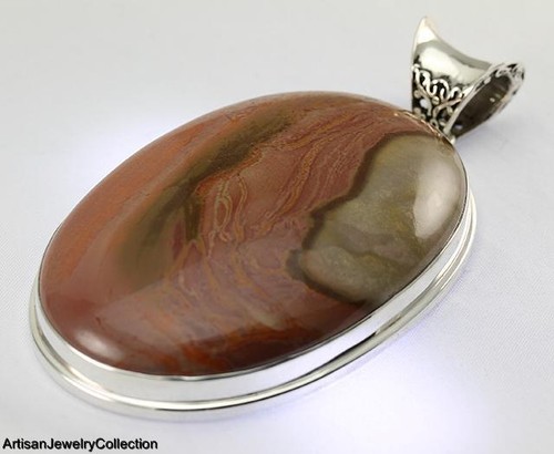 LANDSCAPE JASPER PENDANT 925 STERLING SILVER ARTISAN JEWELRY COLLECTION ...