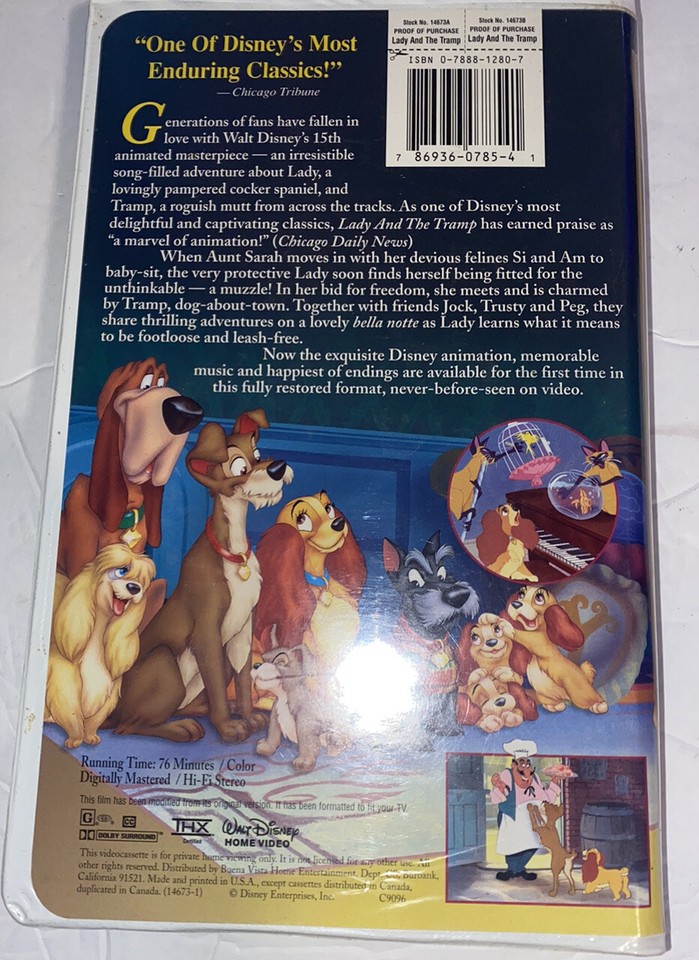 Disney Lady and the Tramp (VHS, 1998) Movie 786936078541 | eBay