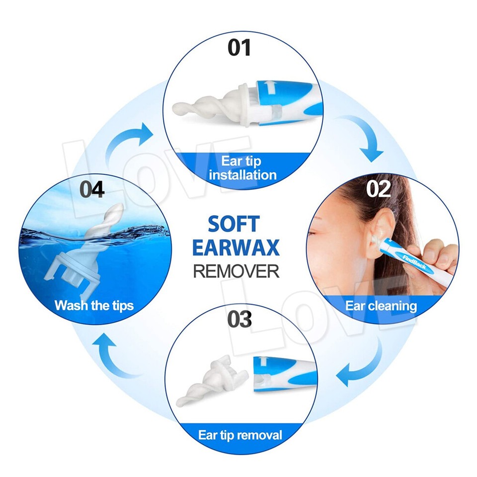 Soft Ear Wax Cleaner Removal Multi earwax Remover Spiral Safe Tip Tool ...