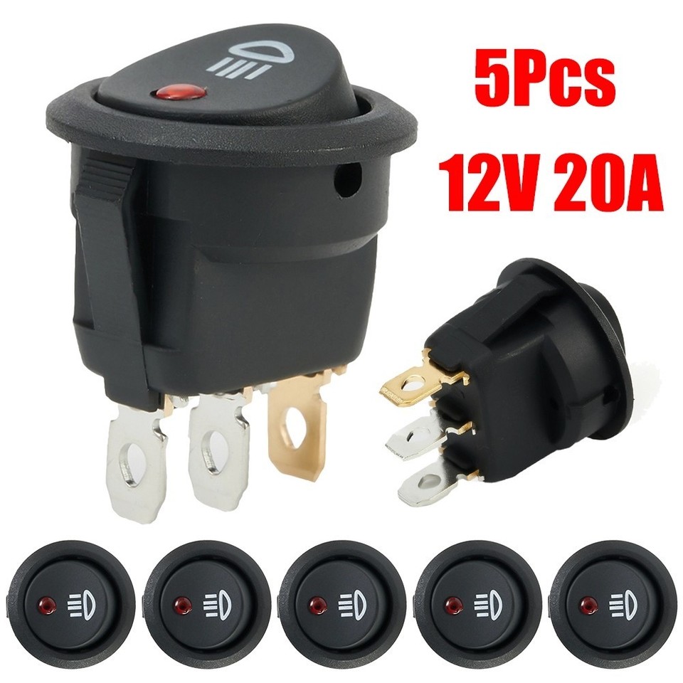 Round Red LED Fog Light On Off Switch 12V for Car Van Truck (65 ...