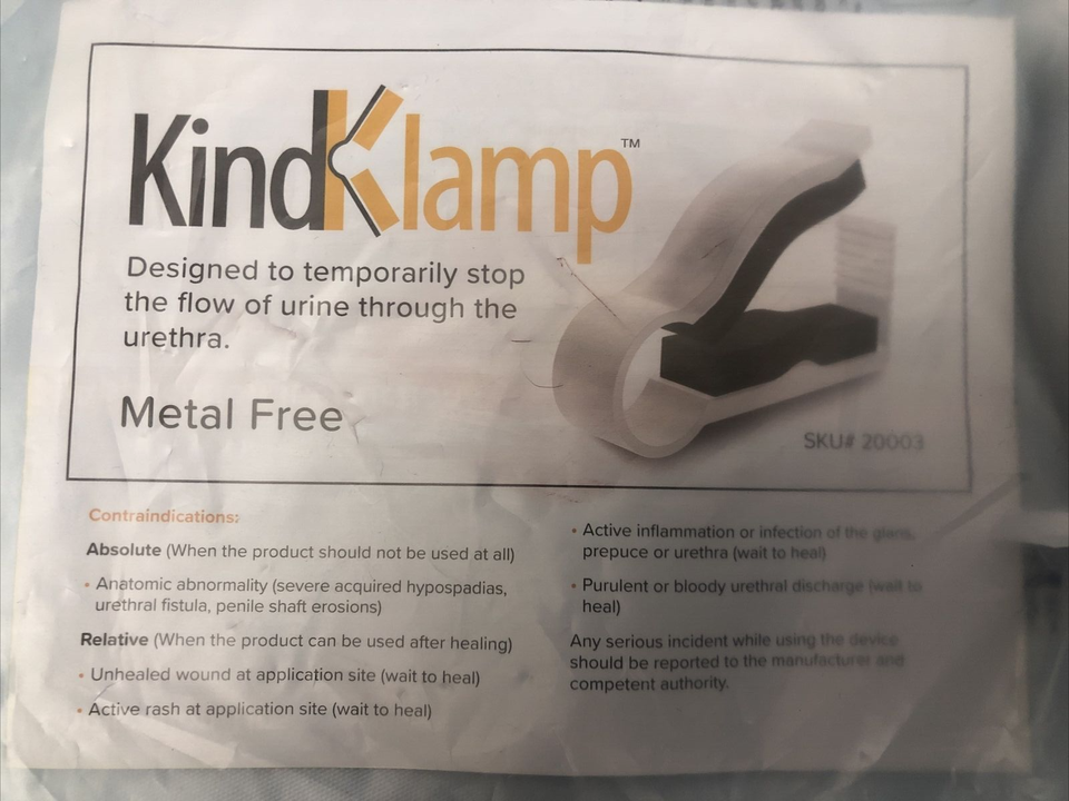 Bioderm Kind Klamp Urinary Metal Free Penile Clamp for Male Urinary ...