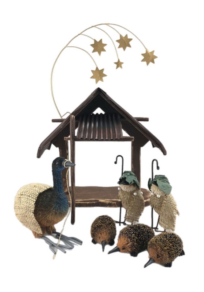 AUSTRALIAN NATIVITY SCENE Christmas Handmade Decoration Animal Wildlife ...