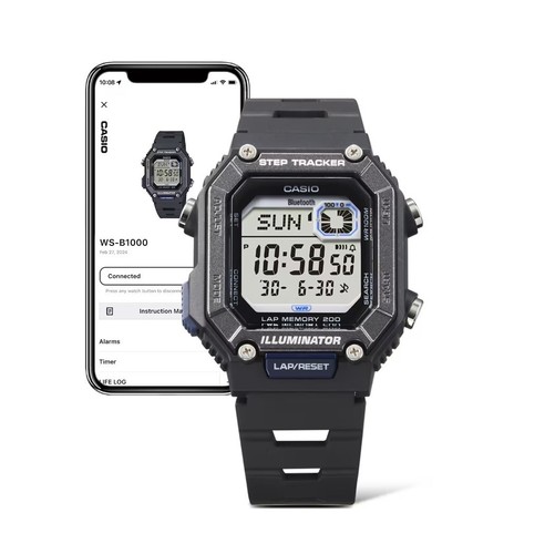 Casio WS-B1000-1A Step Tracker Bluetooth Mobile Link Runner Black Sport ...