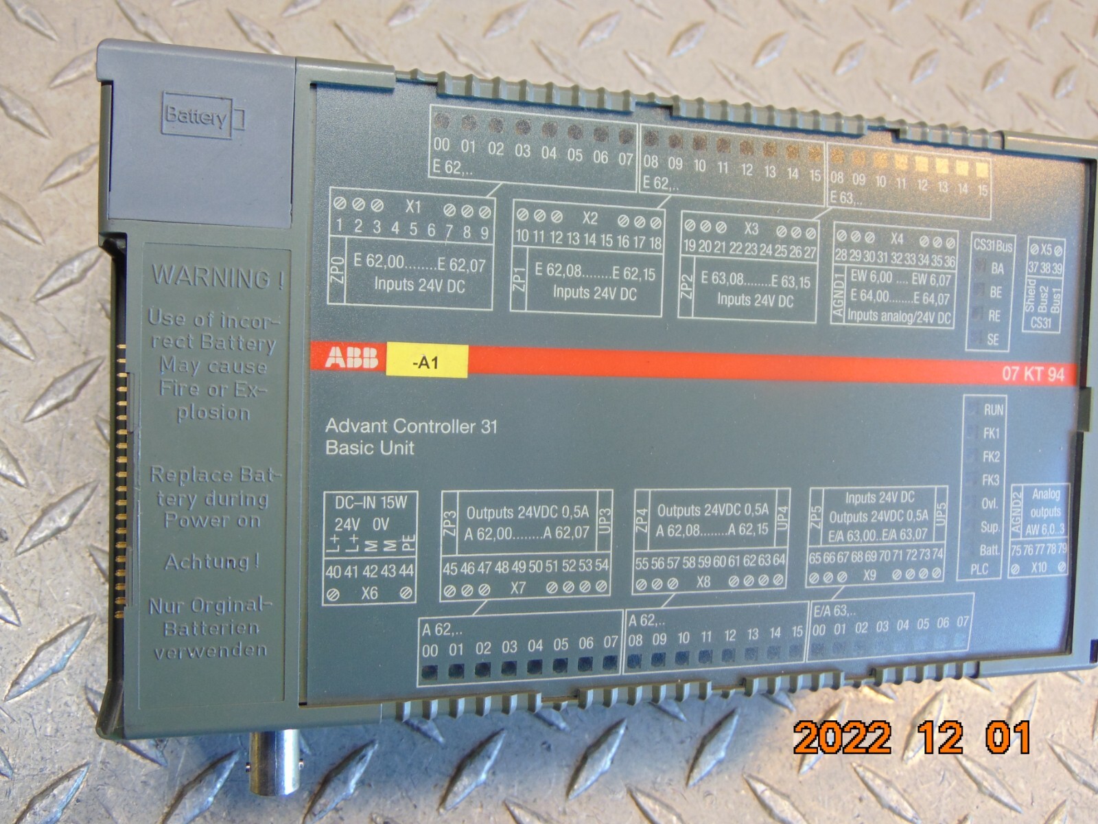 ABB 07 KT 94 / 07KT94G ADVANT CONTROLLER 31 BASIC UNIT GJR5252100R0161 | eBay