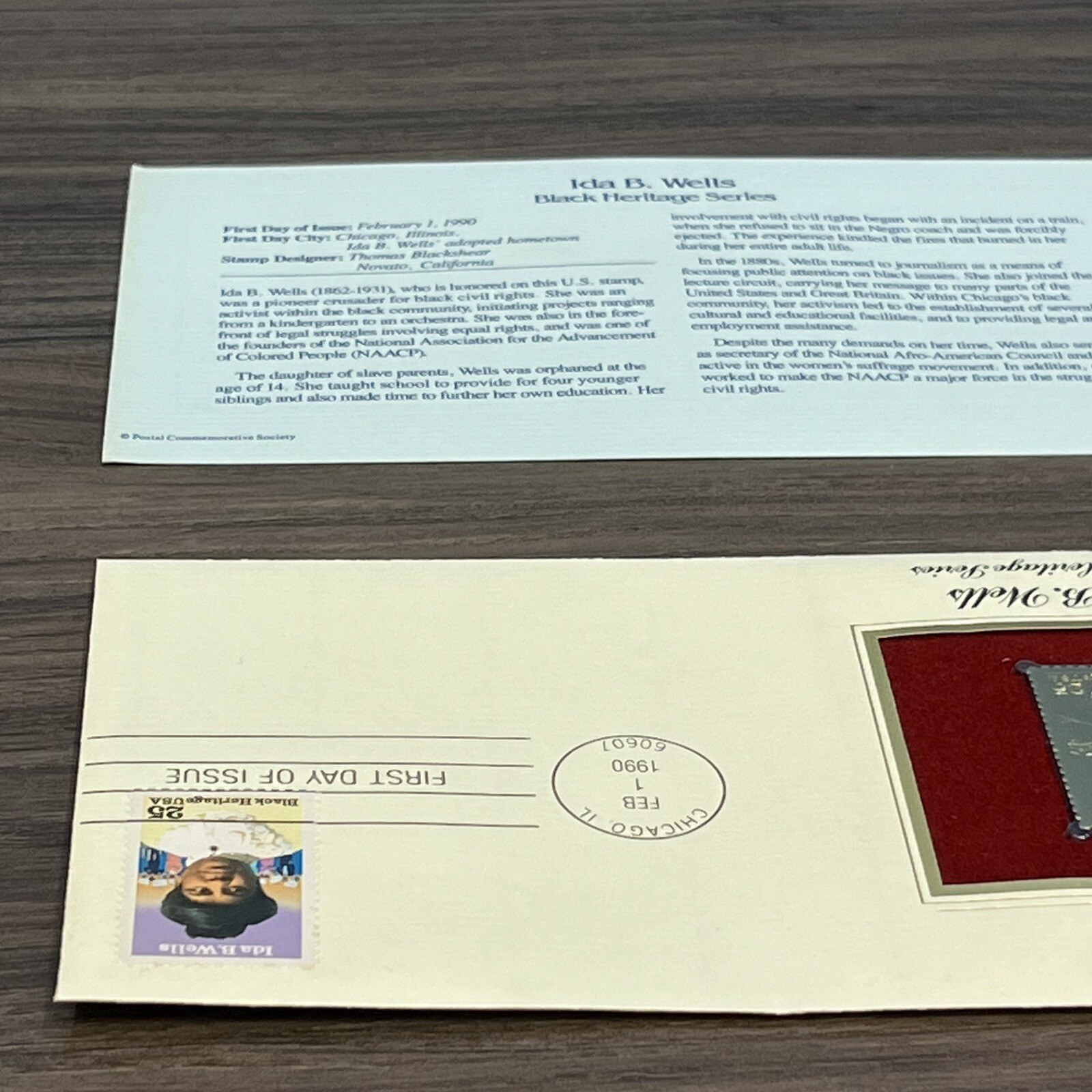 Postal Commemorative Society Vintage 90s 22k Gold Replica Stamp Ida B ...