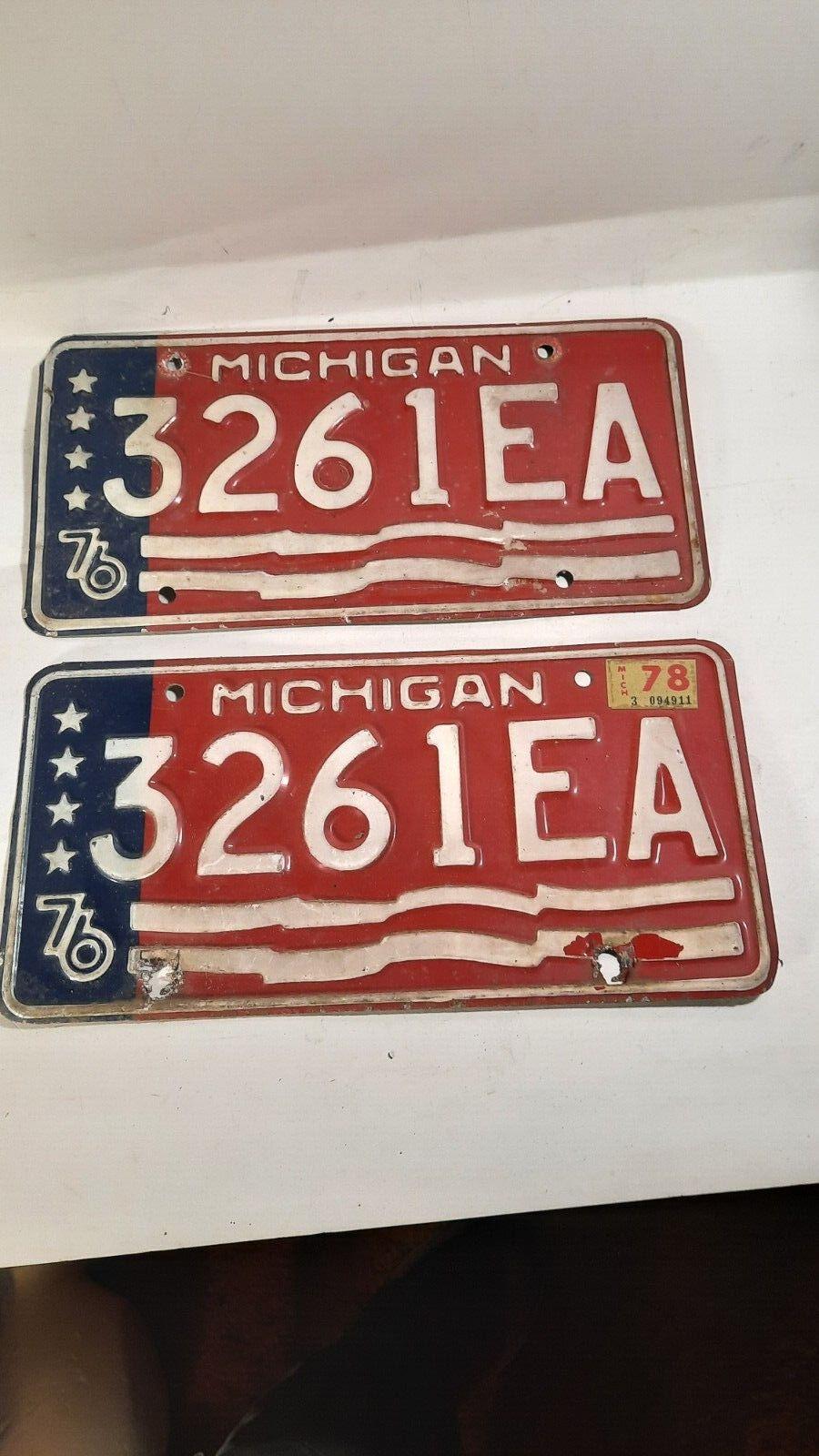 Pair 1976 Bicentennial Michigan MI License Plate Tag 3261EA | eBay