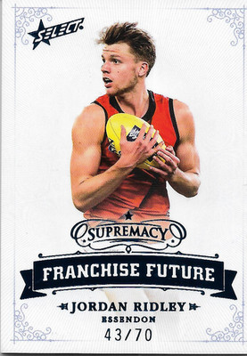 2021 SELECT AFL SUPREMACY FRANCHISE FUTURE CARD JORDAN RIDLEY ESSENDON ...