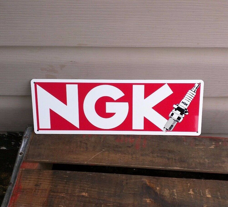 NGK Spark Plug Metal Sign Gas Gasoline gas oil Garage Mechanic Shop ...