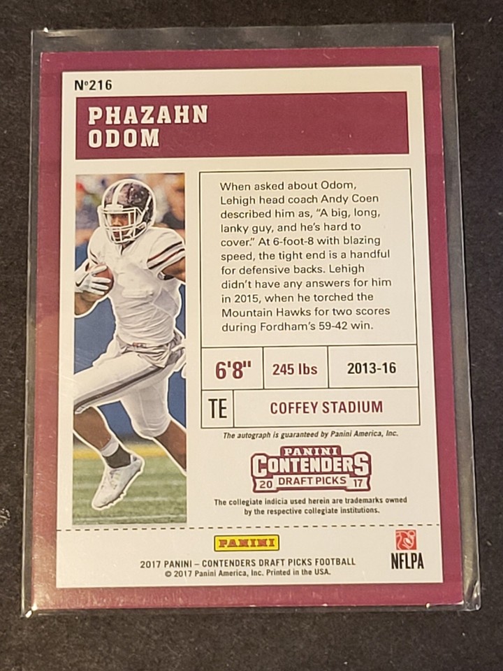2017 PANINI CONTENDERS DRAFT PICKS COLLEGE TICKET AUTOGRAPH PHAZAHN ...