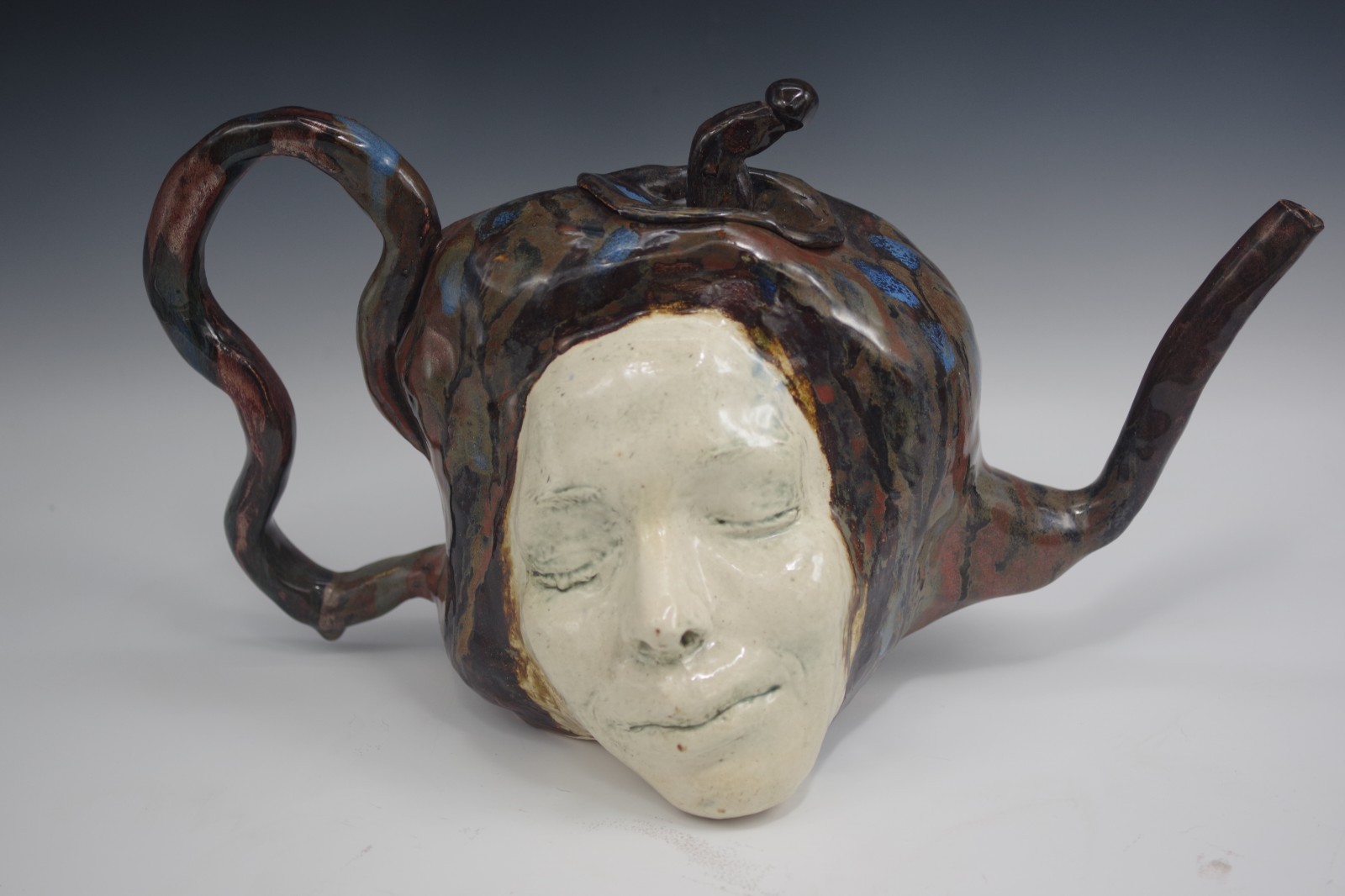 HUGE ART POTTERY FACE HEAD TEAPOT SCULPTURE SURREAL MOONFACE UNUSUAL | eBay