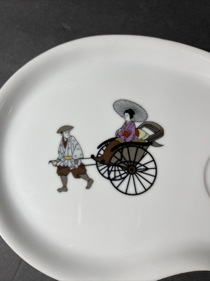 Set of 5 ARITA Japan Rickshaw Tea Snack Plates Rikisha Parasol MCM ...