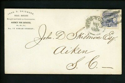 US Postal History #114 Pictorial issued 1869 Ad Real Estate New York NY ...