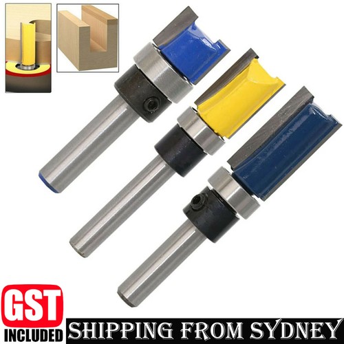 3x 1/4" Shank Flute Flush Trim Router Bit Set Top Bearing Milling ...