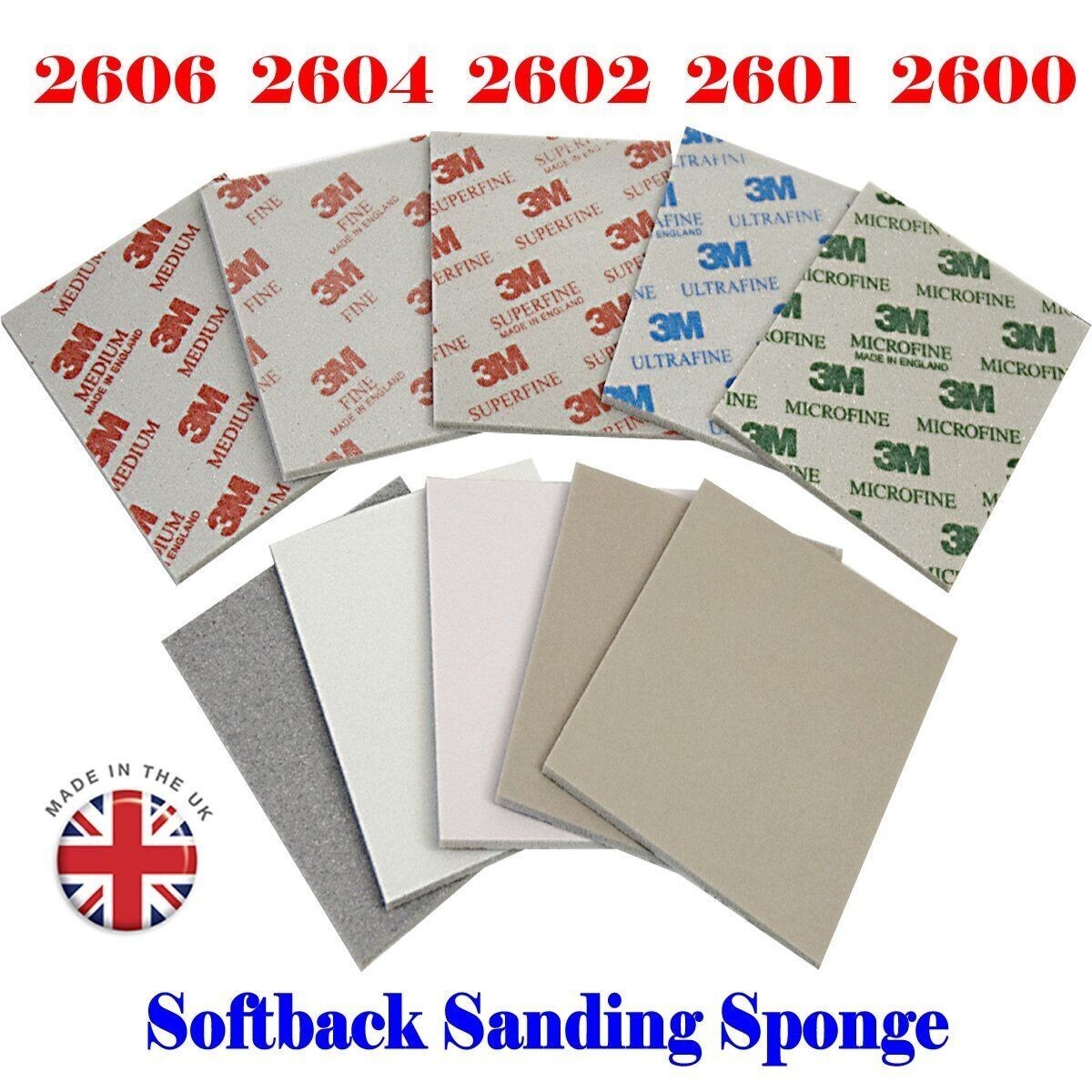 3M Sandpaper 2604 Fine Softback Sanding Sponge Paper Box Grade 320#-400 ...