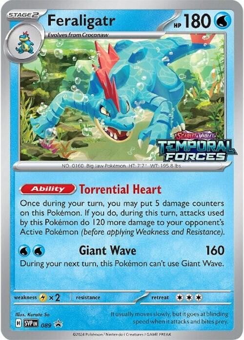 FERALIGATR SVP 089 TEMPORAL FORCES PRE-RELEASE STAMP PROMO POKEMON HOLO ...
