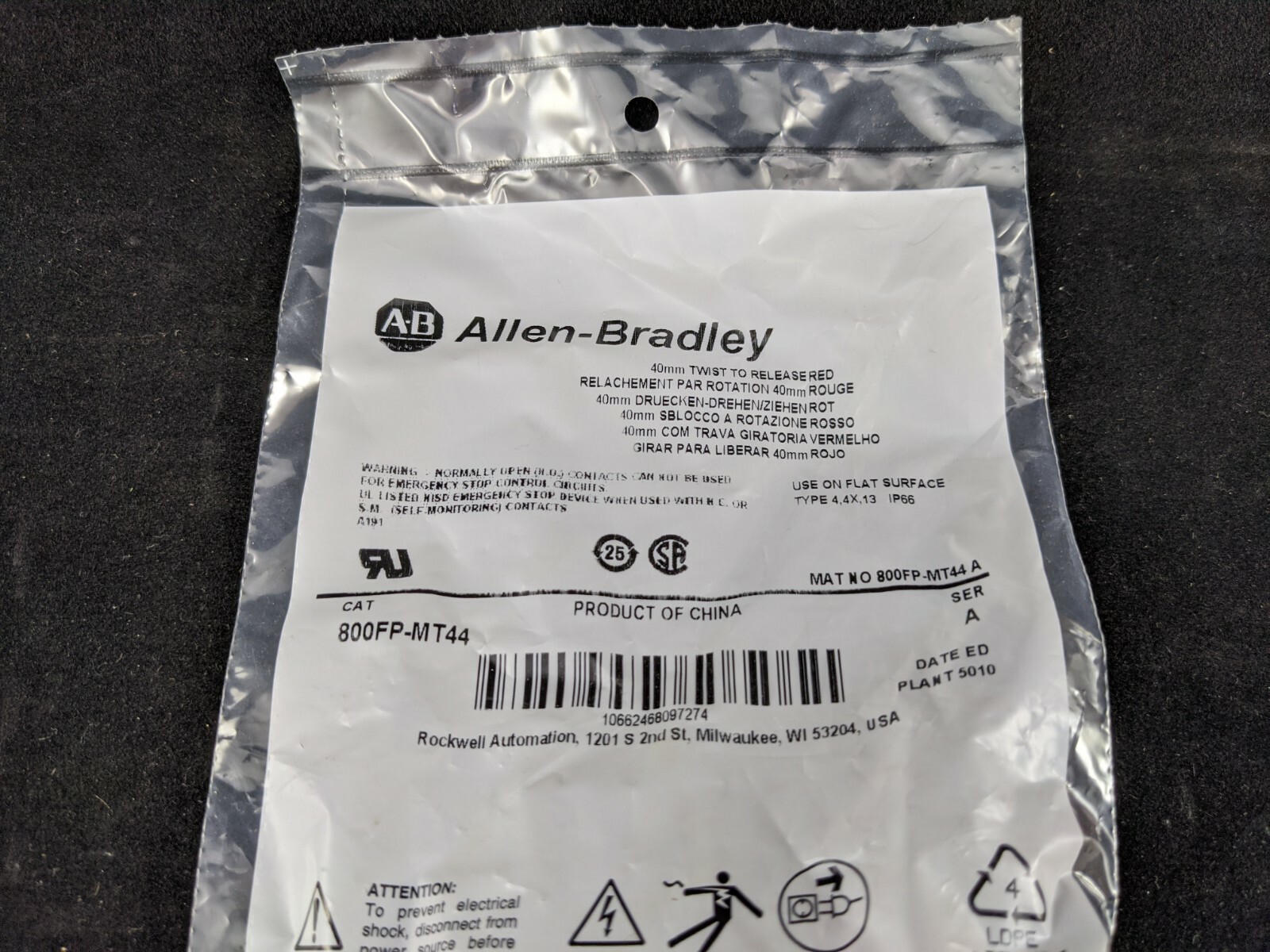 Allen Bradley 800FP-MT44 40MM Push-Pull Twist to Release Mushroom ...